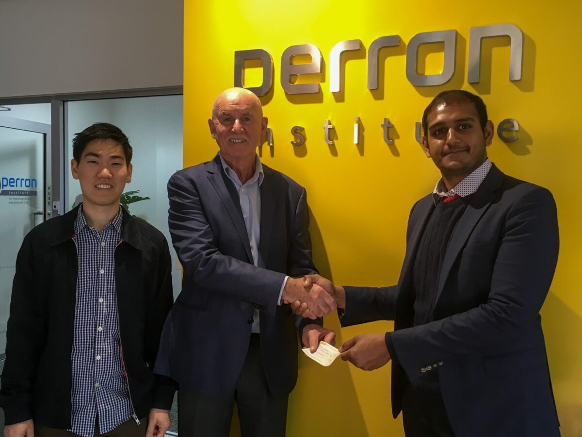 Perth Wellness Centre present cheque - Perron Institute